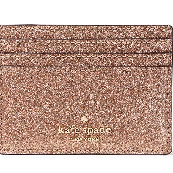 kate spade | Bags | Kate Spade Rose Gold Glitter Card Holder Kate Spade ...